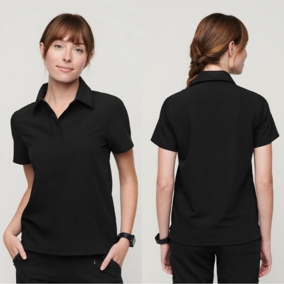 Figs | Tops | Figs Nala Scrub Top Short Sleeve Polo Medical Black ...